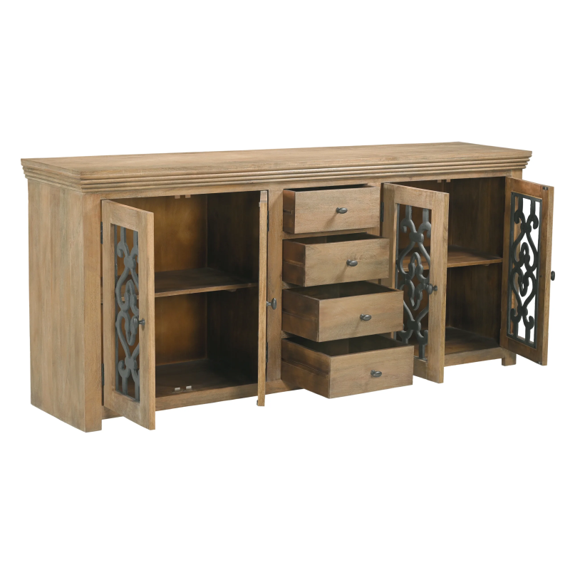 Haig 4-Door 4-Drawer Sideboard – Distressed Natural – Meva